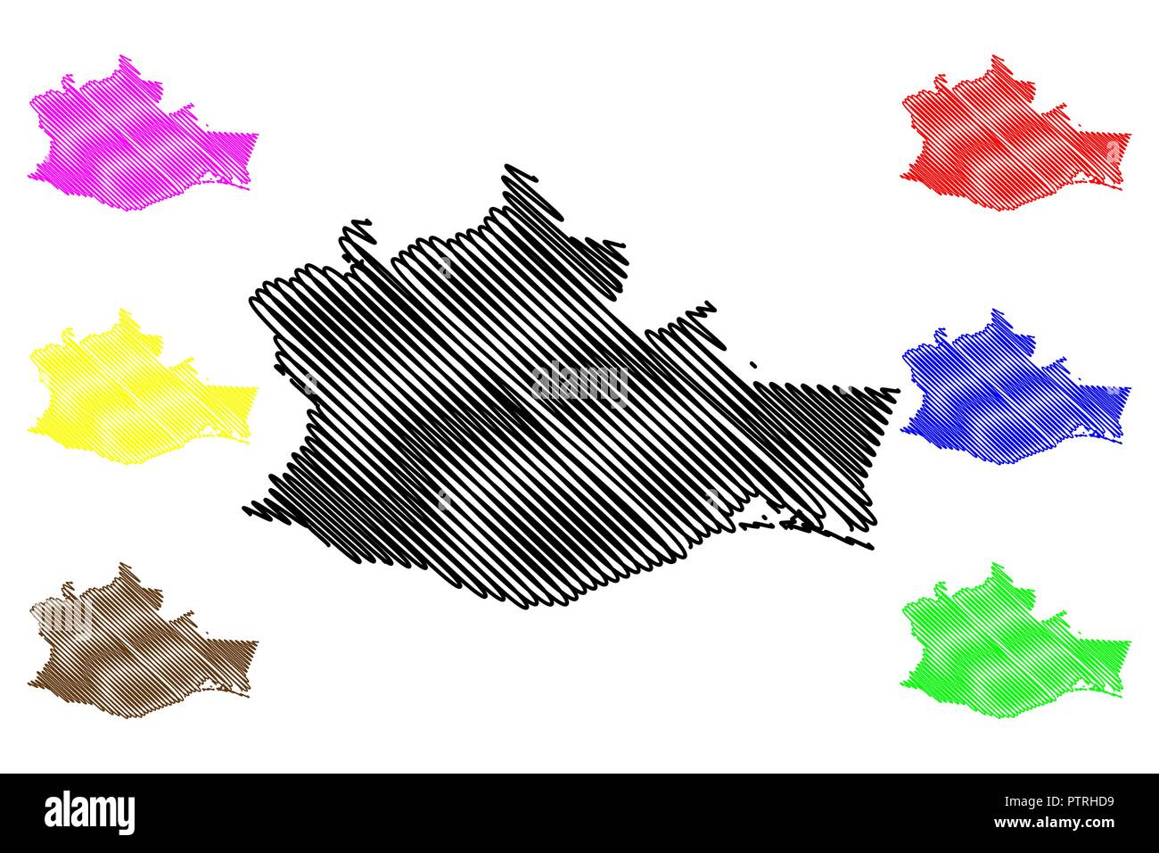 Oaxaca (United Mexican States, Mexico, federal republic) map vector ...