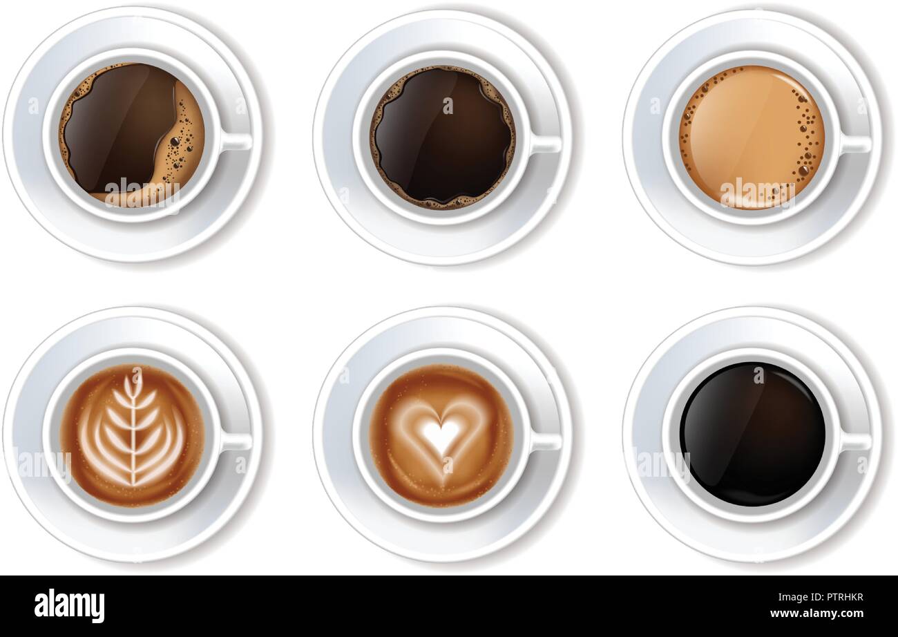 Coffee cups set Vector realistic. top view 3d illustration Stock Vector ...