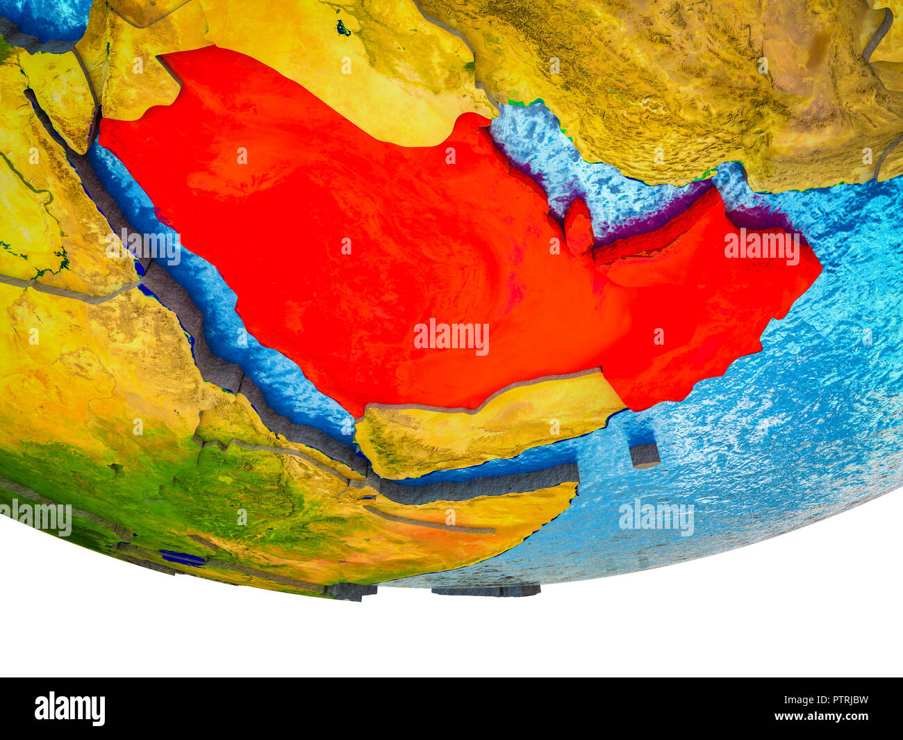 CCASG countries on 3D Earth with divided countries and watery oceans ...