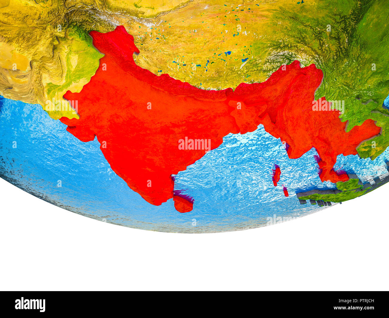BIMSTEC memeber states on 3D Earth with divided countries and watery ...