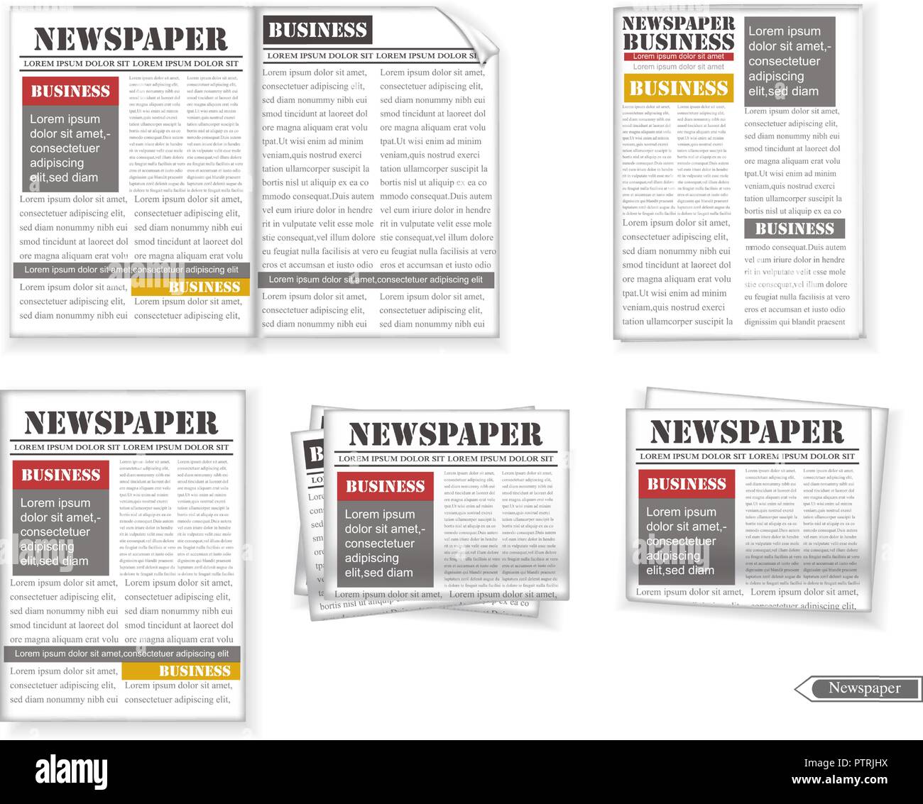 Newspaper set Vector realistic. 3d detailed illustration Stock Vector ...