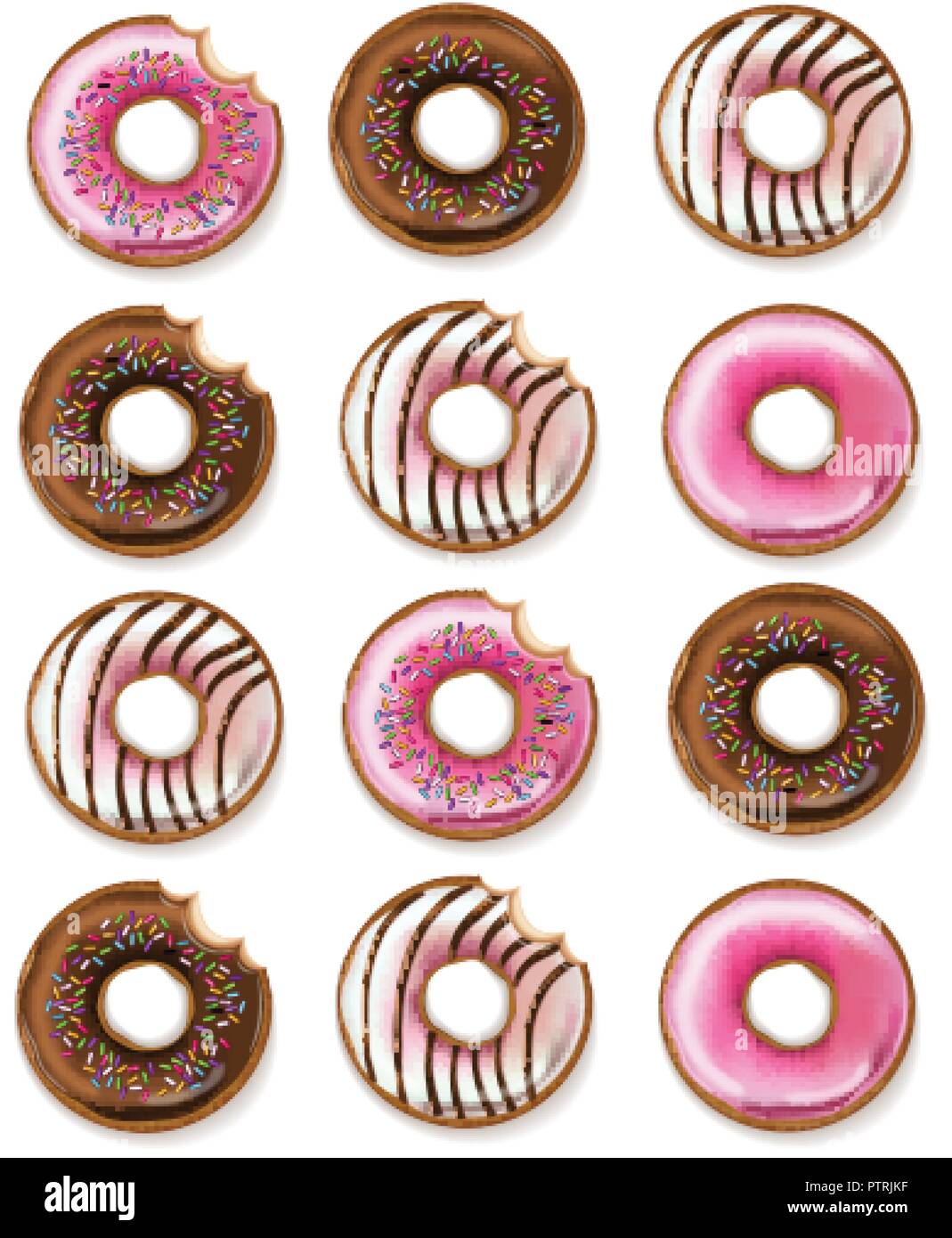 Donuts Vector realistic. 3d detailed desserts illustration Stock Vector ...
