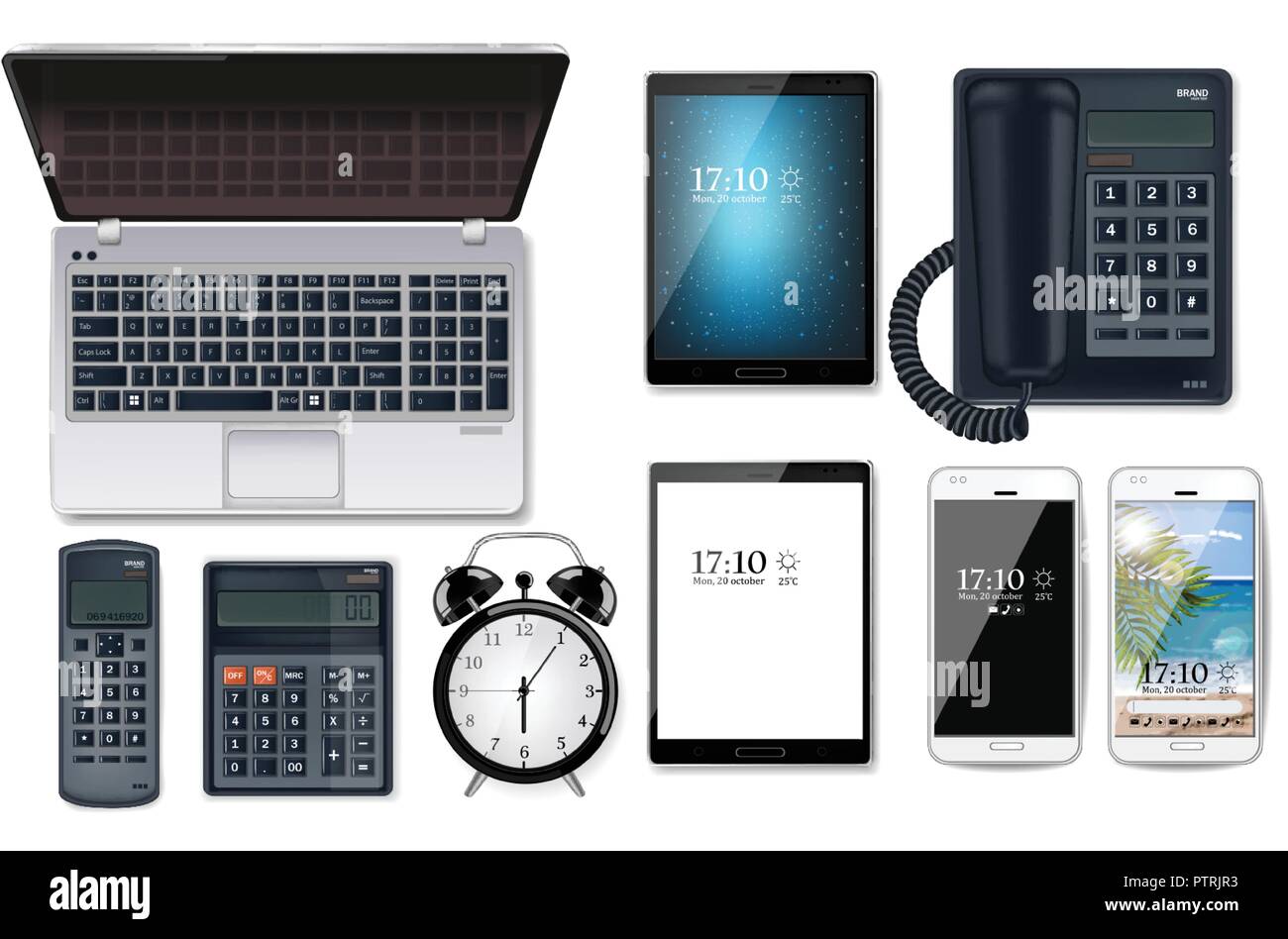 Business gadgets set Vector realistic. Computer, tablet, phone and ...