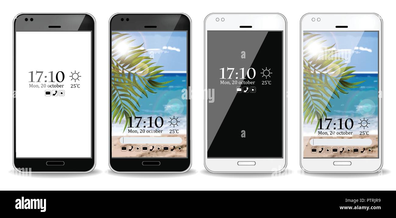 Mobile phones Vector realistic set. 3d detailed illustration templates ...