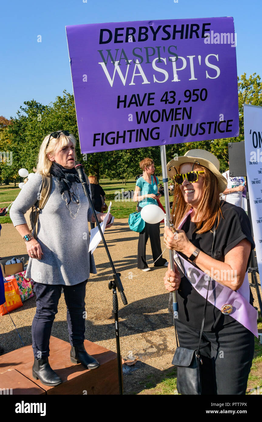 London, UK. 10th October 2018. Groups campaigning for women born in the ...