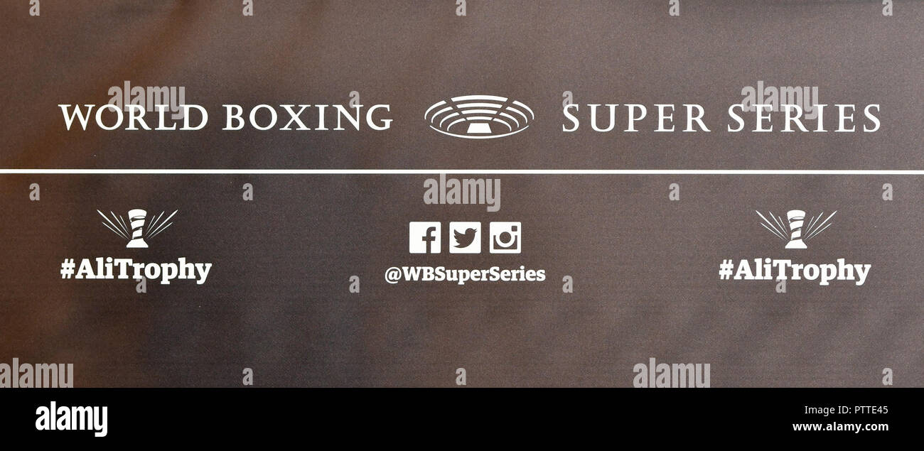 Tokyo, Japan. 5th Oct, 2018. The World Boxing Super Series logo is seen ...