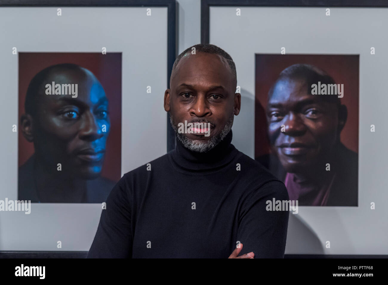 London, UK. 10th October, 2018. Simon Frederick, the Artist - Black is ...