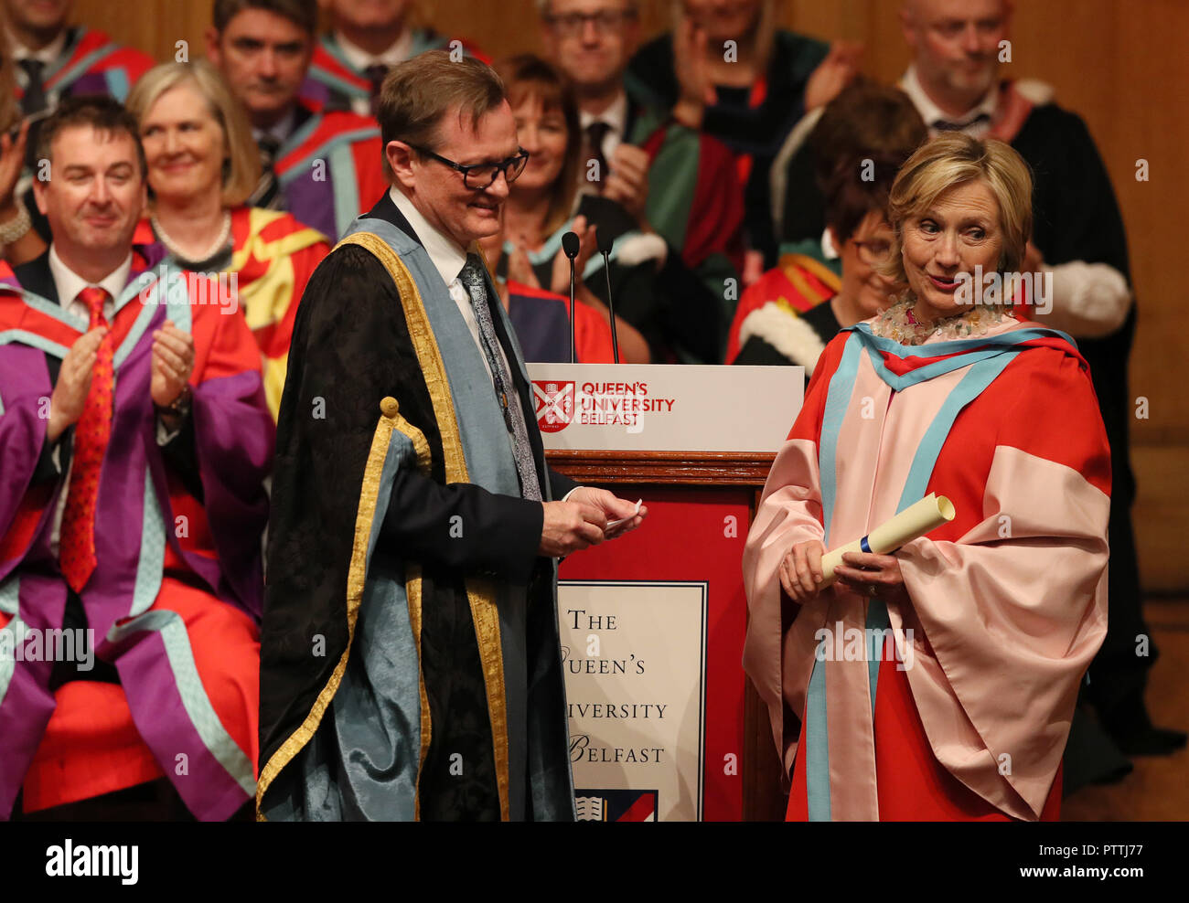 Hillary Clinton is awarded an honorary degree during a ceremony at ...
