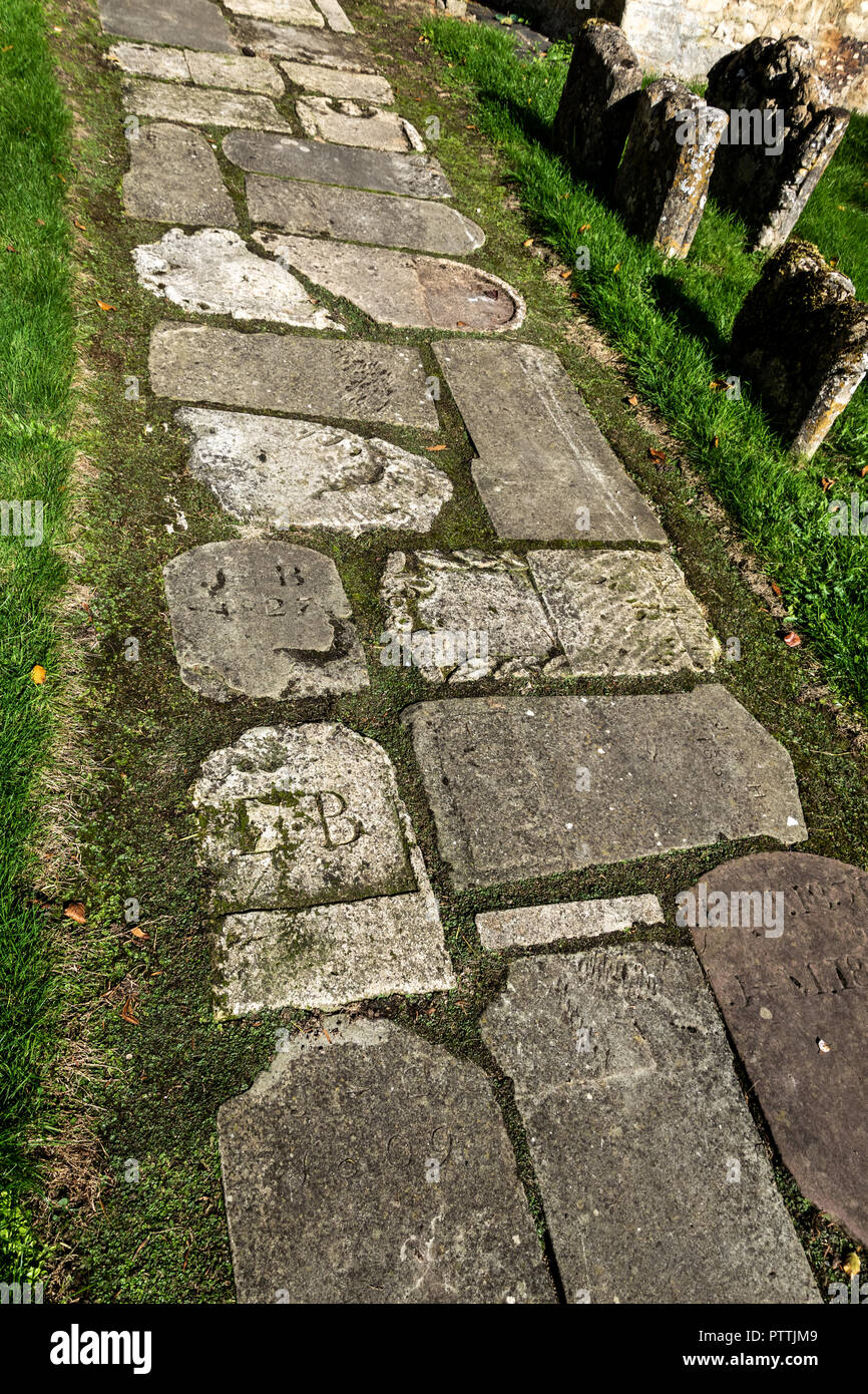 Path containing repurposed grave stones Stock Photo - Alamy