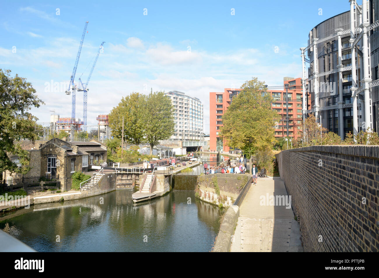 Regents canal lock and Gasholders redevelopment near Kings Cross in ...