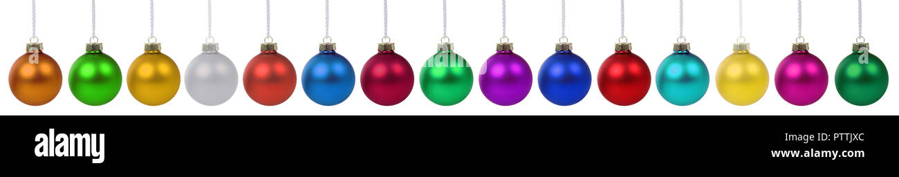 Christmas balls baubles banner colors colorful decoration in a row ...