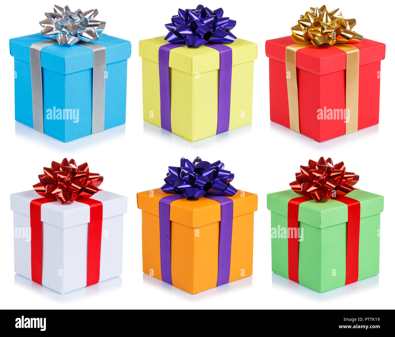 Collection of birthday gifts christmas presents boxes isolated on a ...