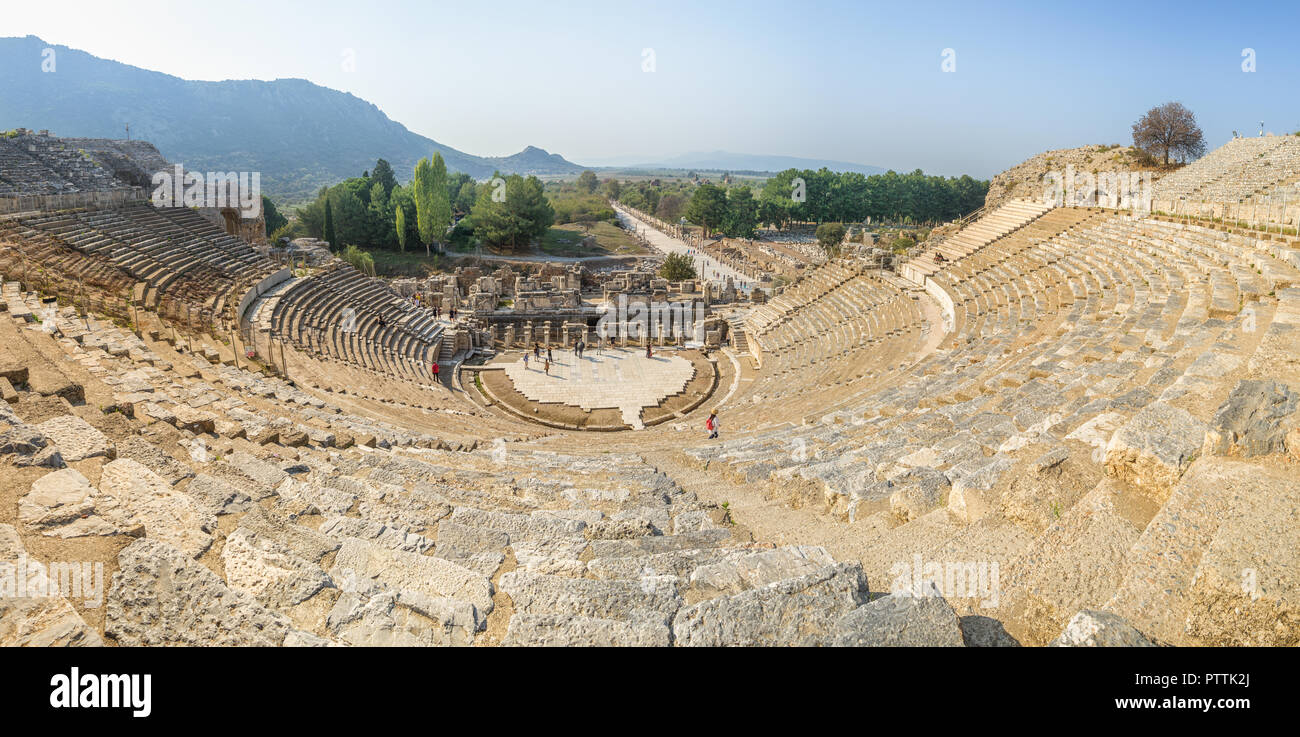 Panoramic view of the Amphitheatre at Ephesus, Turkey Stock Photo - Alamy