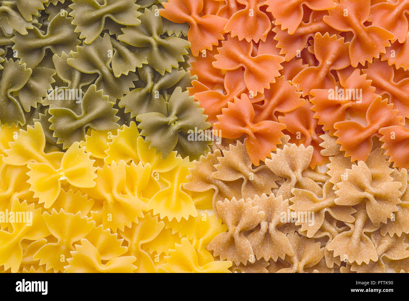 Farfalle pasta. Colorful italian pasta. Top view Stock Photo - Alamy