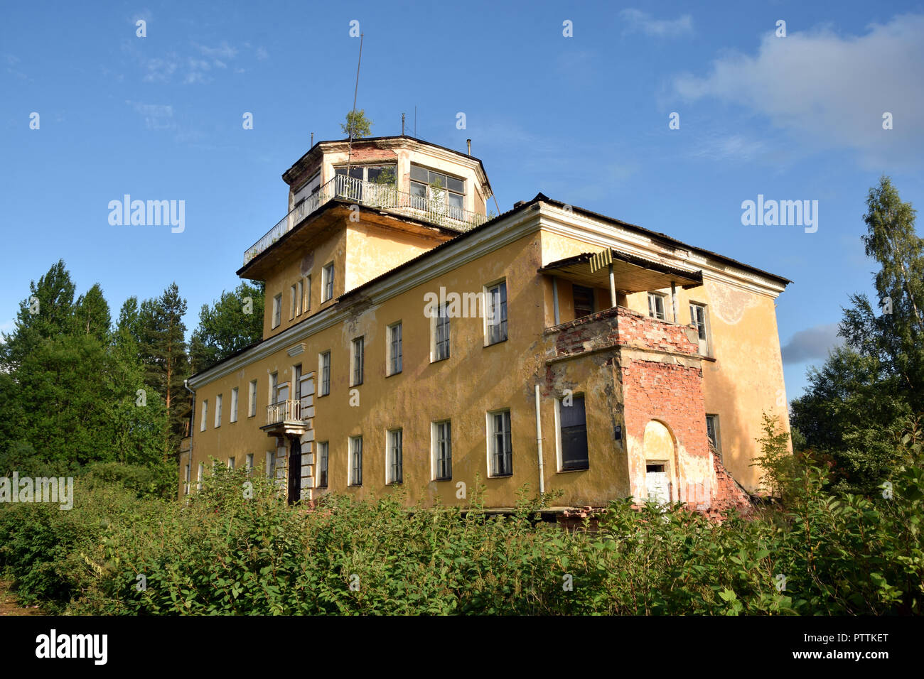 The control tower of the former soviet air base in Tartu, Estonia Stock ...