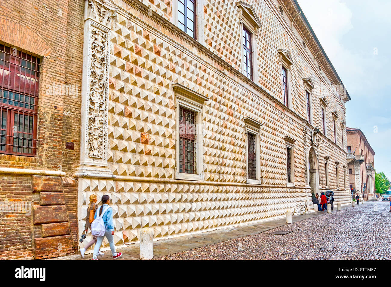 FERRARA, ITALY - APRIL 30, 2013: The former residence house of Este ...