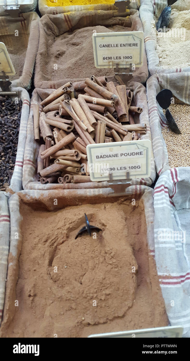 Variety of spices, Saint Pierre market, Clermont Ferrand, Auvergne ...