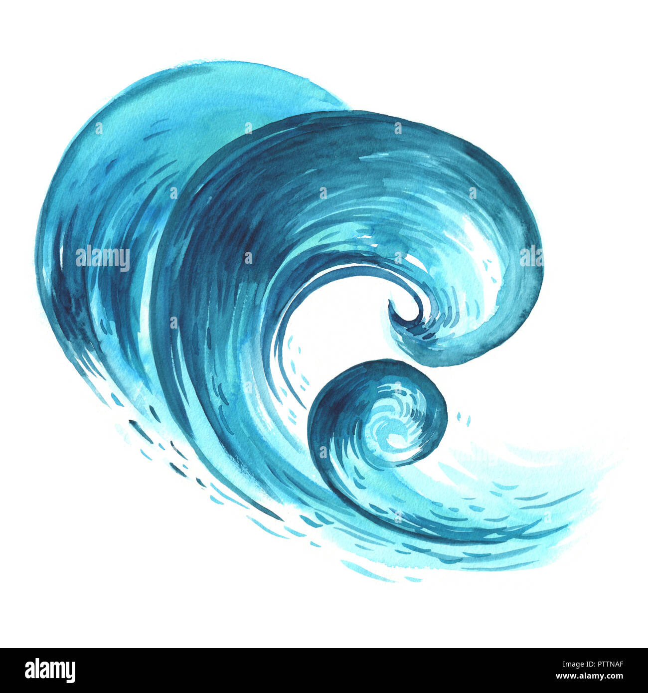 Hand drawn Sea wave. Abstract Watercolor sketch Stock Photo - Alamy