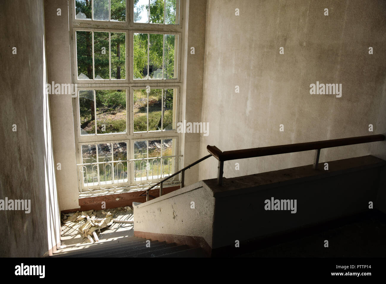 Soviet air base relics in Preschen, former East Germany. The runway ...