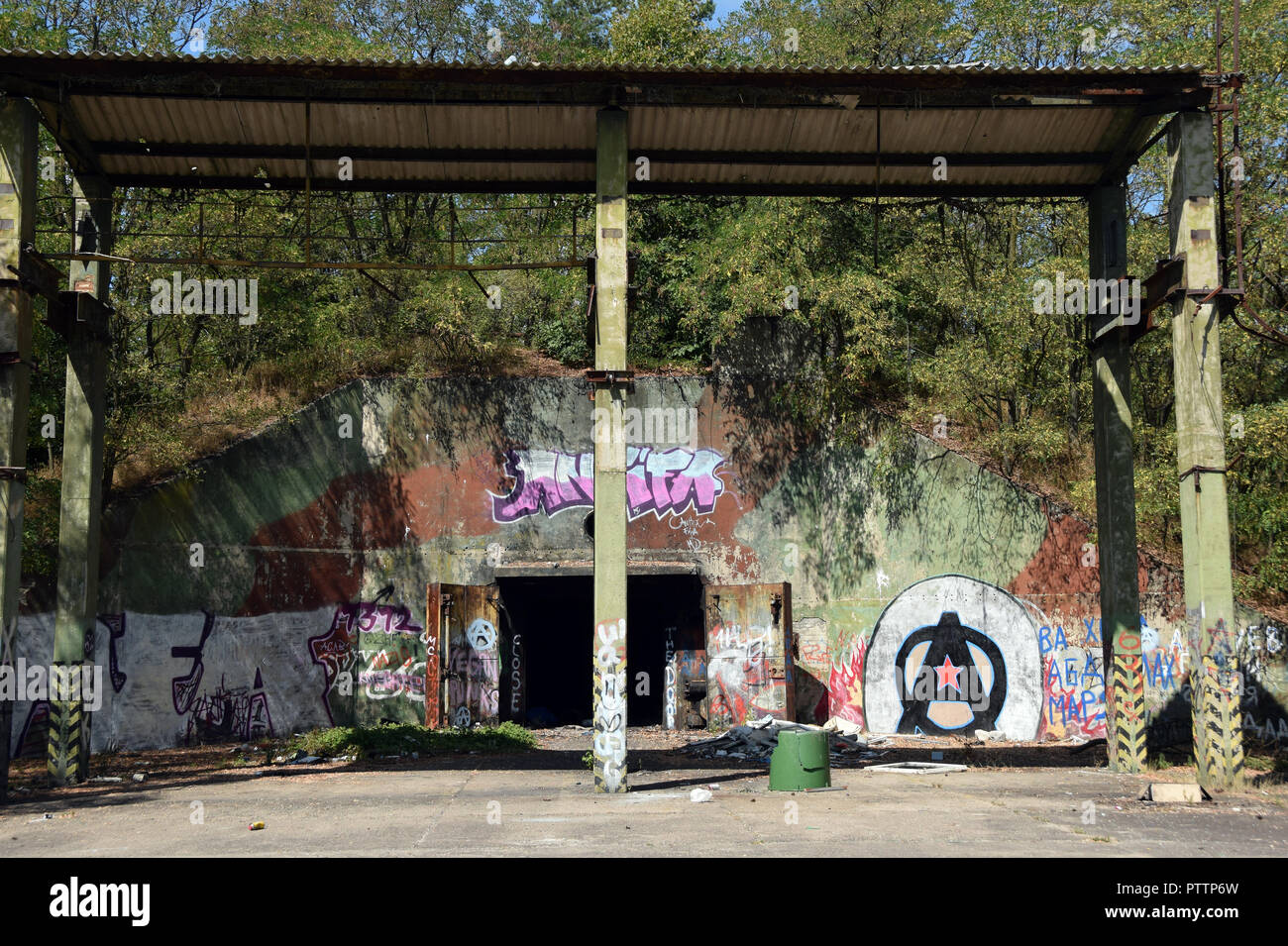 Soviet air base relics in Schacksdorf, former East Germany. The armored ...