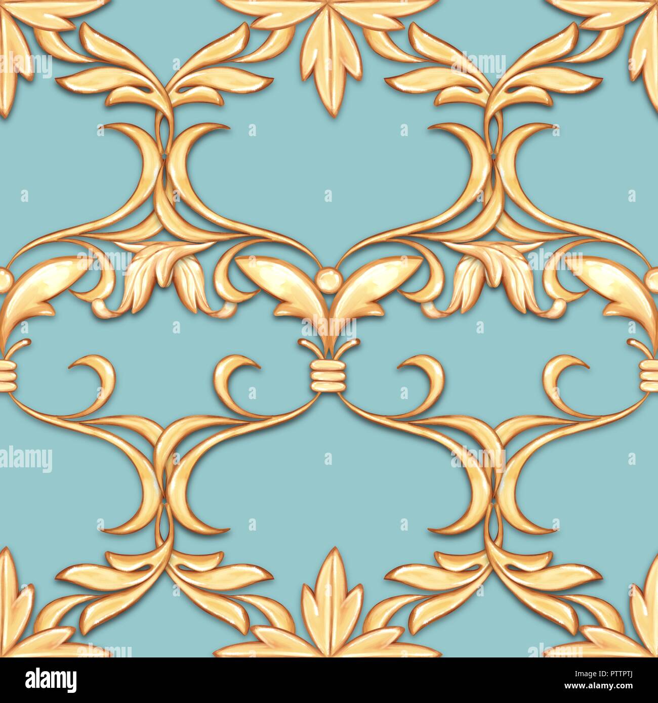 Seamless baroque pattern with decorative golden leaves Stock Photo - Alamy