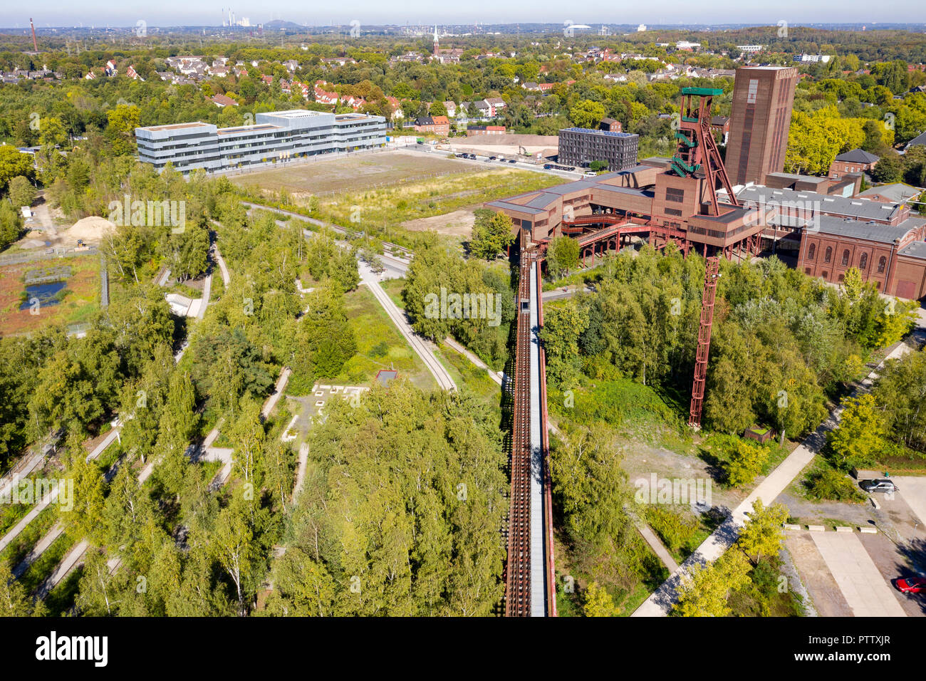 World Heritage Zeche Zollverein in Essen, Zollverein Park, former track ...