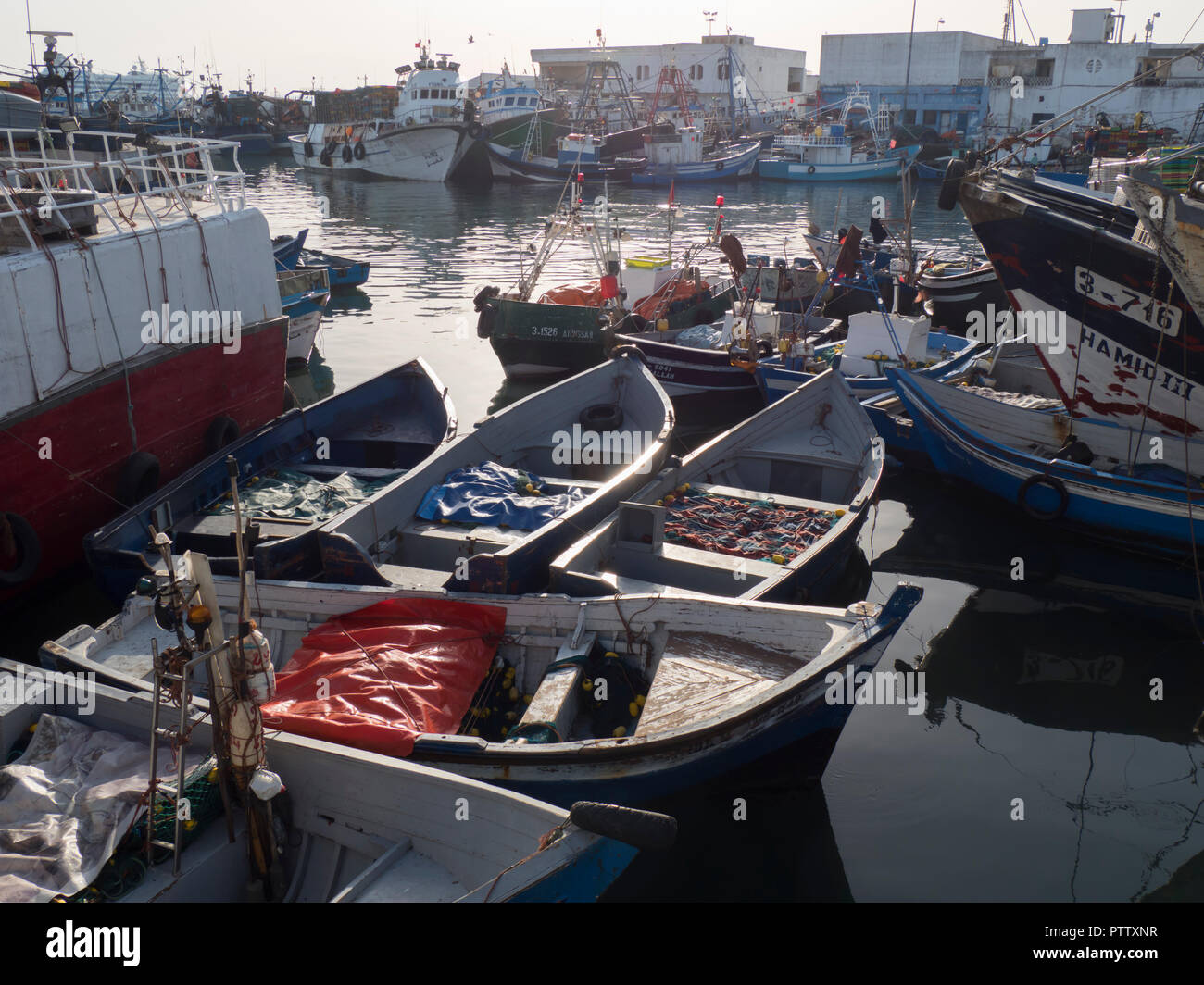 Morocco, Tangier, port fishing boats Stock Photo - Alamy