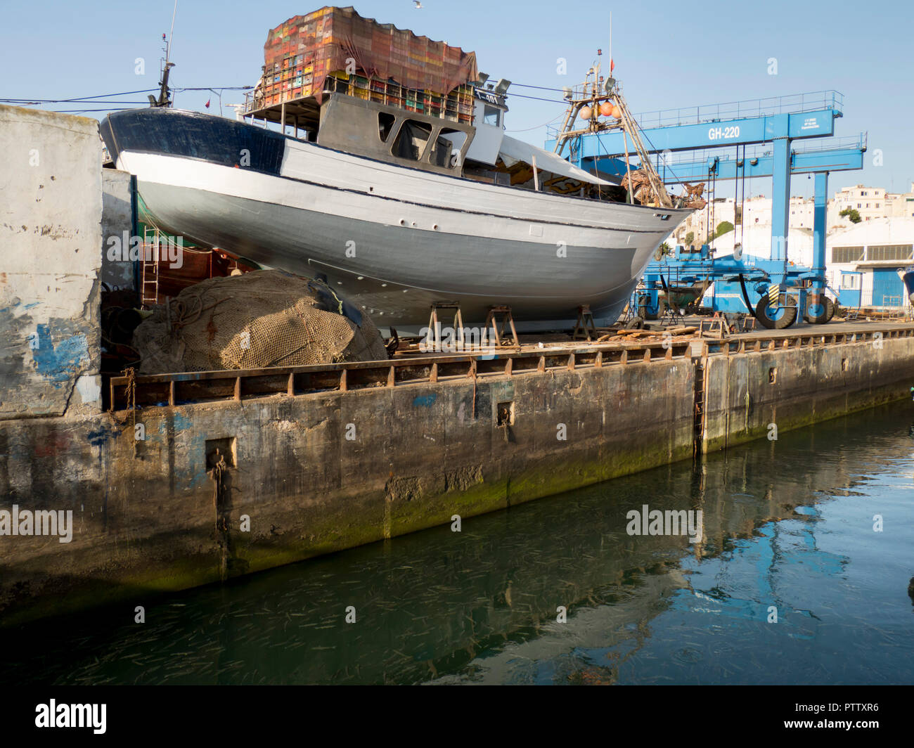 Morocco, Tangier, port boat repair Stock Photo - Alamy