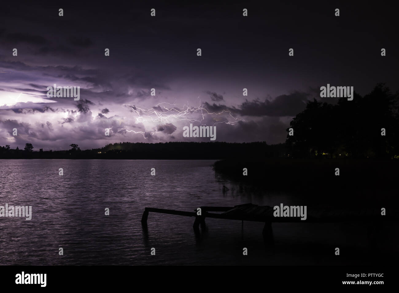 Lightning over lake hi-res stock photography and images - Alamy