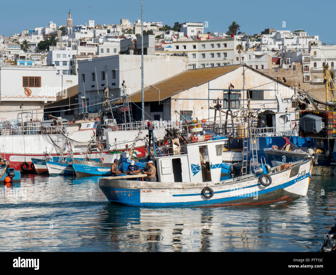 Morocco, Tangier, port fishing boats Stock Photo - Alamy