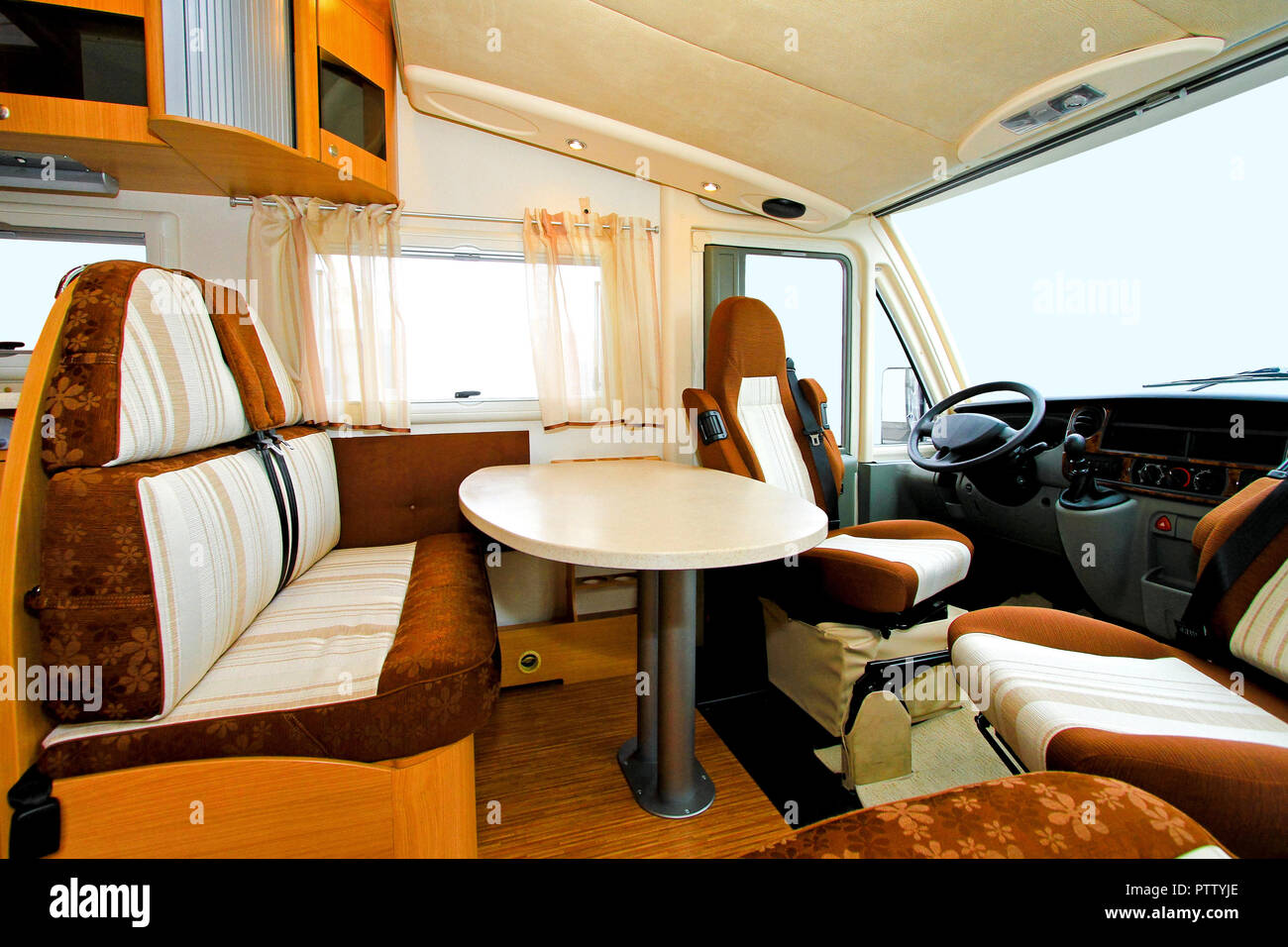 Interior of dining room in recreation vehicle Stock Photo - Alamy
