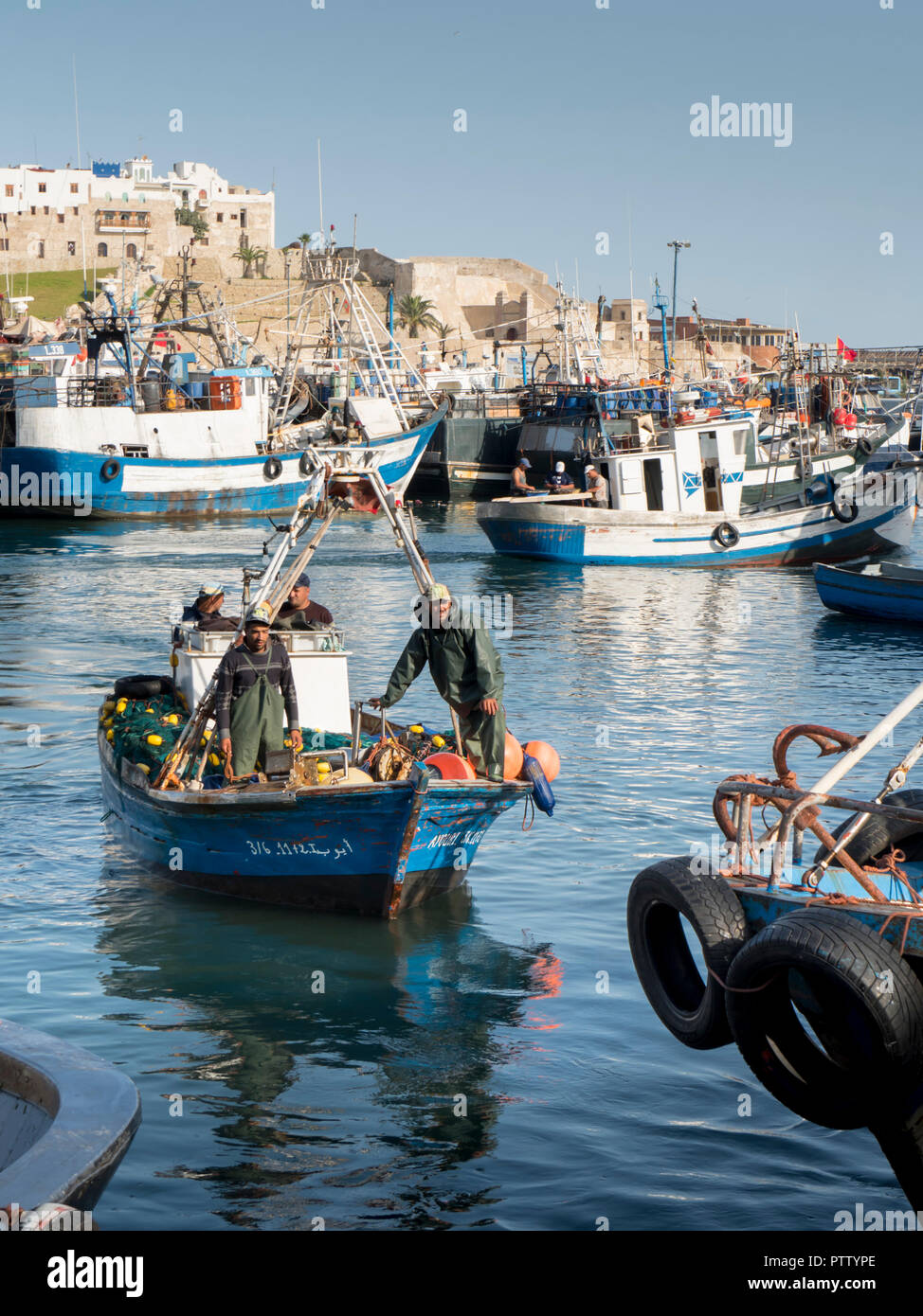 Morocco, Tangier, port fishing boats Stock Photo - Alamy