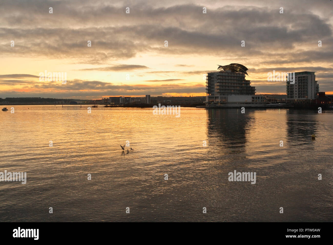 Cardiff bay wales sunset hi-res stock photography and images - Alamy