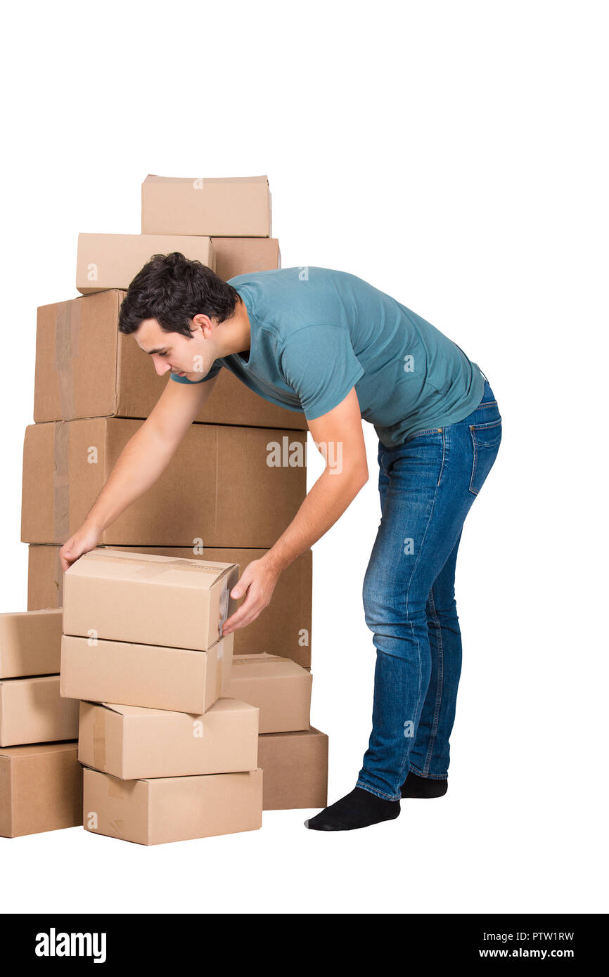 Delivery man carrying large box hi-res stock photography and images - Alamy