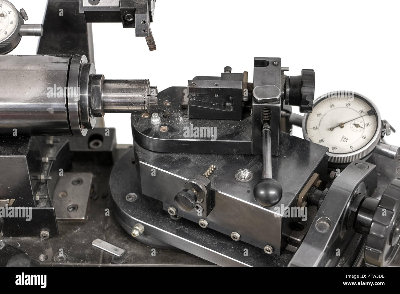 Manually operated lathe for making contact lenses Stock Photo - Alamy