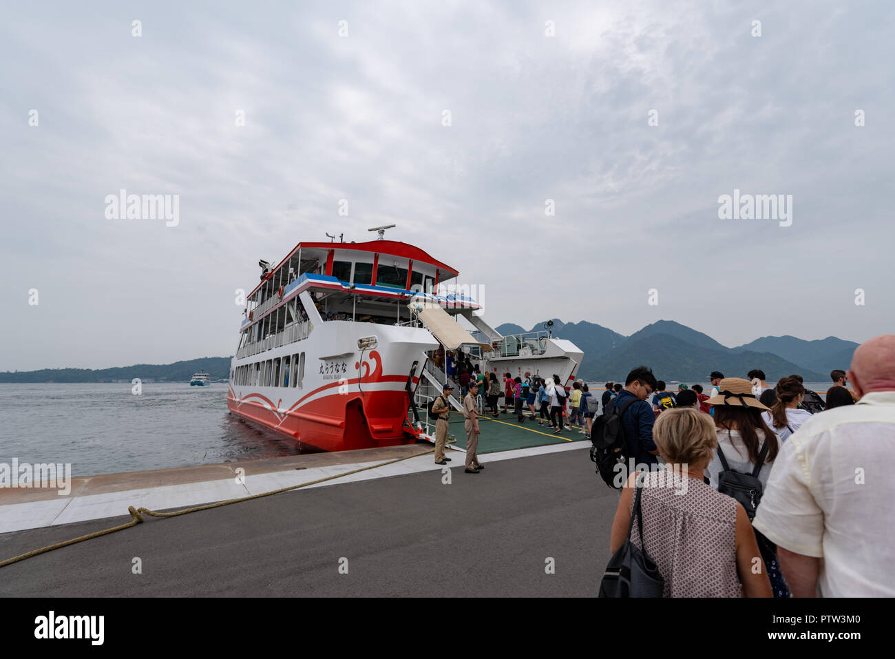 HIROSHIMA JAPAN - June 27, 2017 : Matsudai Kisen ferries crossing the ...