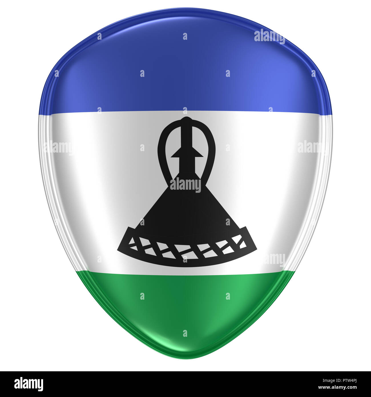 3d rendering of a Kingdom of Lesotho flag icon on white background ...