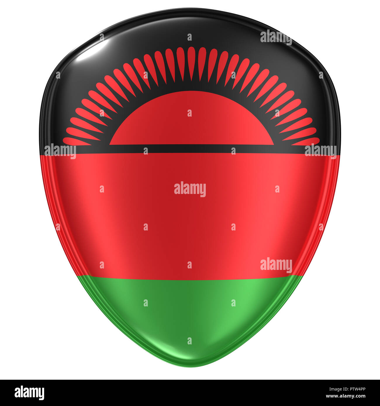 3d rendering of a Republic of Malawi flag icon on white background ...