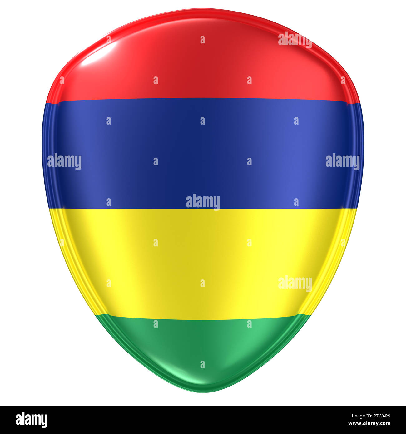 3d rendering of a Republic of Mauritius flag icon on white background ...
