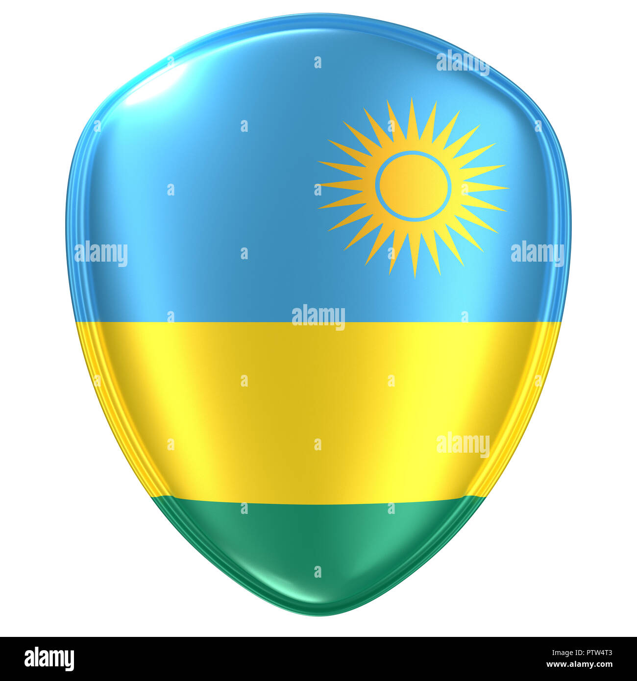 3d rendering of a Republic of Rwanda flag icon on white background ...