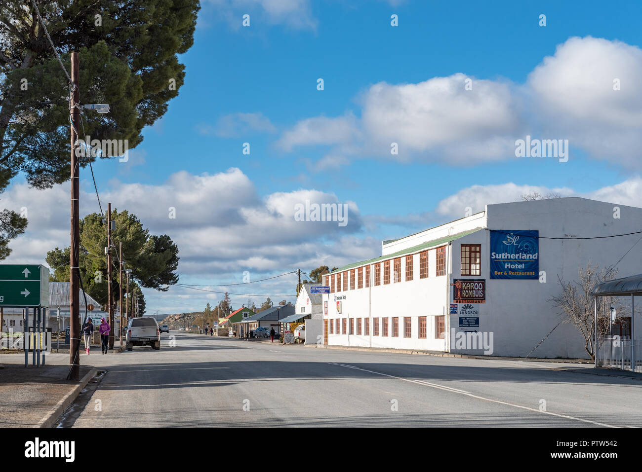 SUTHERLAND, SOUTH AFRICA, AUGUST 7, 2018: A street scene, with ...