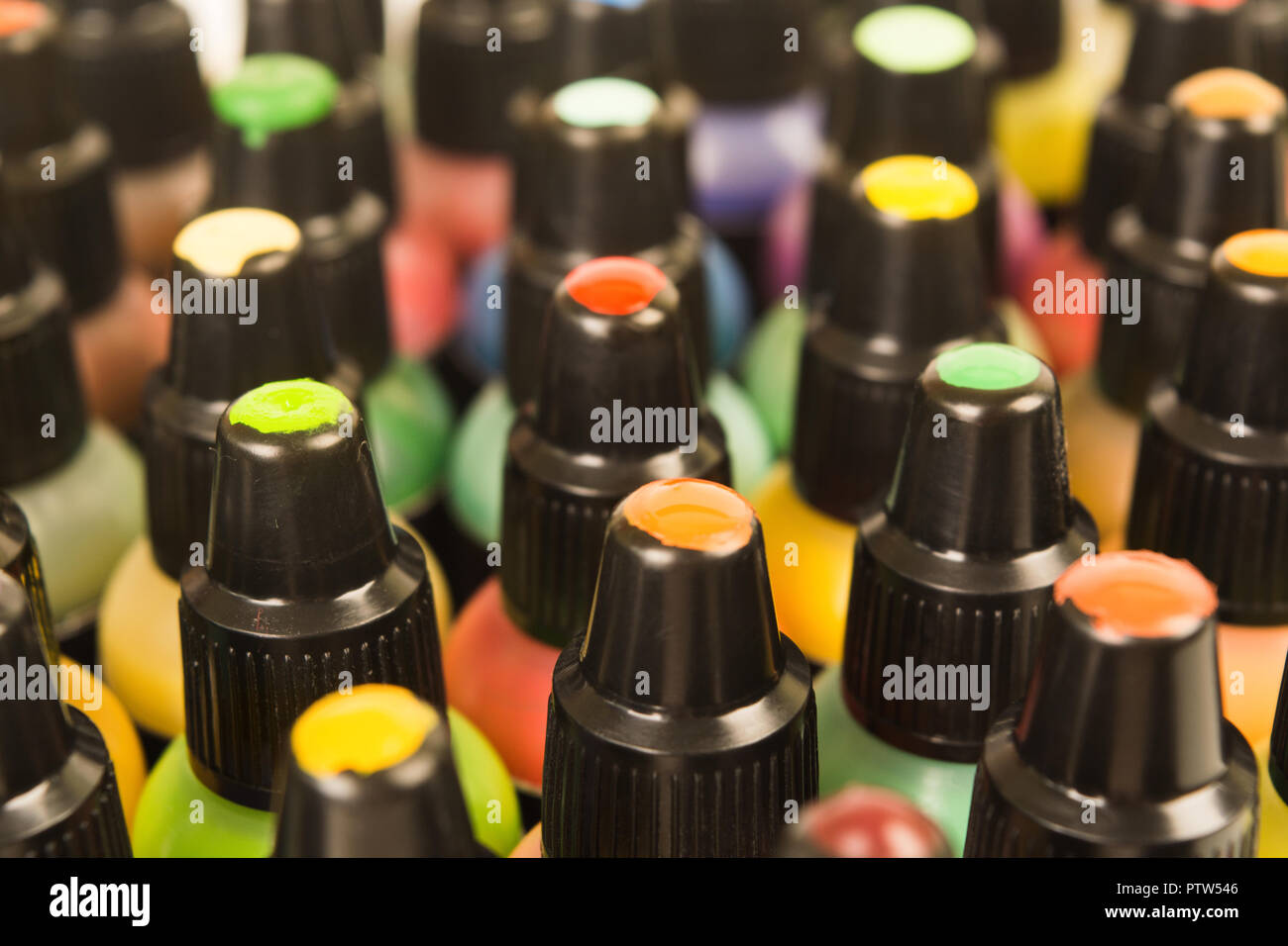 Color paints in bottles hi-res stock photography and images - Alamy
