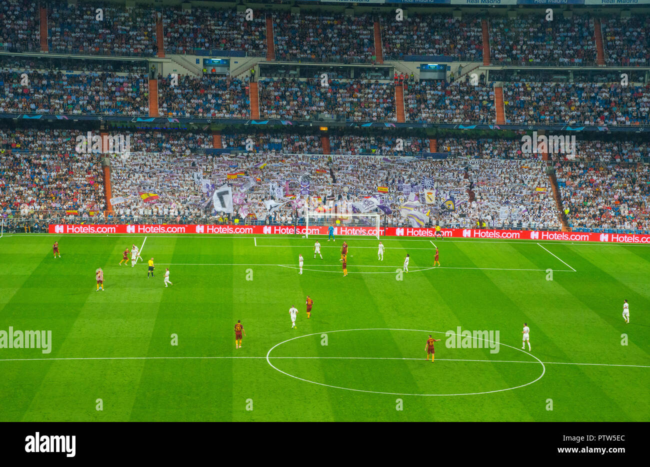 Real Madrid versus A.S. Roma football match. Champions League, Santiago ...