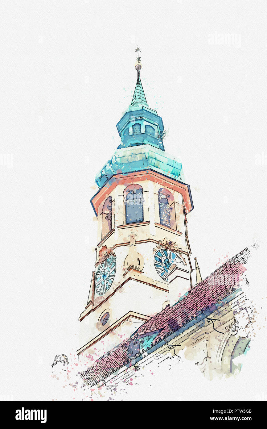 A watercolor sketch or illustration of the catholic church of the ...
