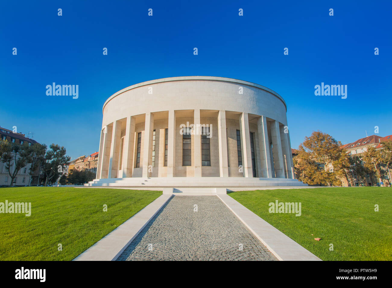 Zagreb, Croatia, monumental art gallery and beautiful green park in ...