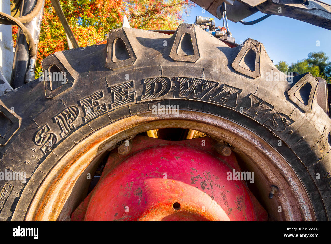 Old Speedways tractor tyre Stock Photo - Alamy