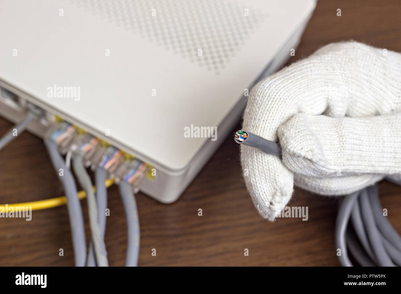 Man holding network cable hi-res stock photography and images - Alamy