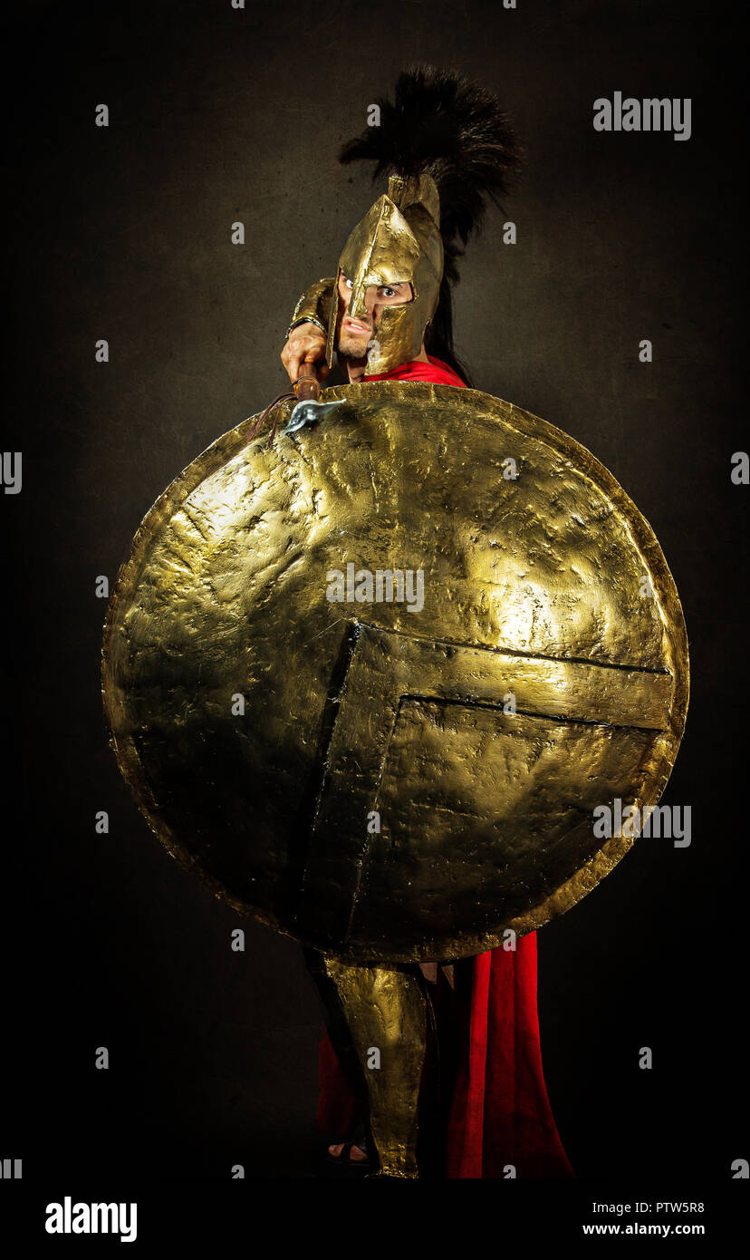 Portrait of a spartan soldier Stock Photo - Alamy