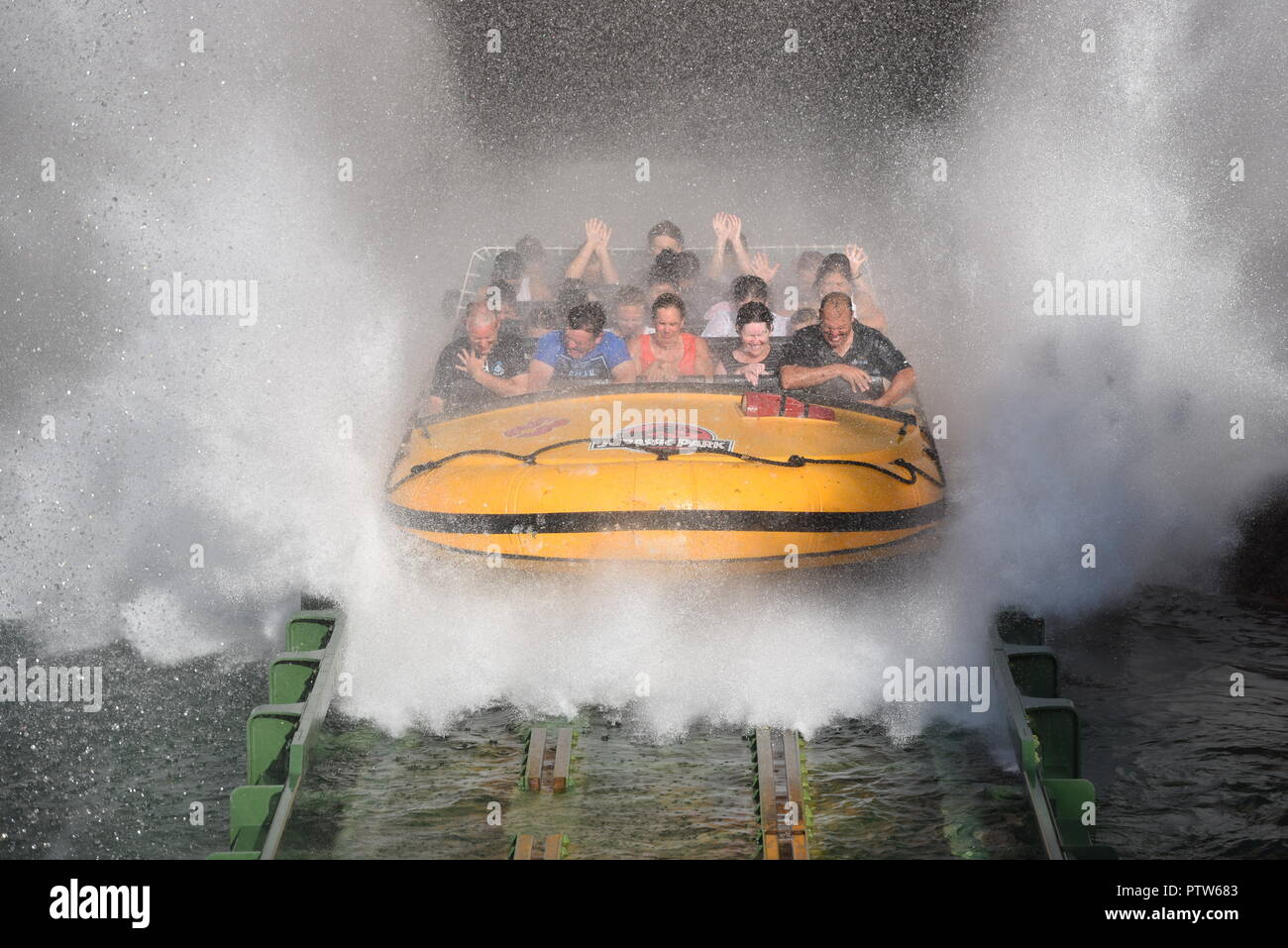 Los Angeles, California, USA -July 30, 2018: Water-based amusement ride ...