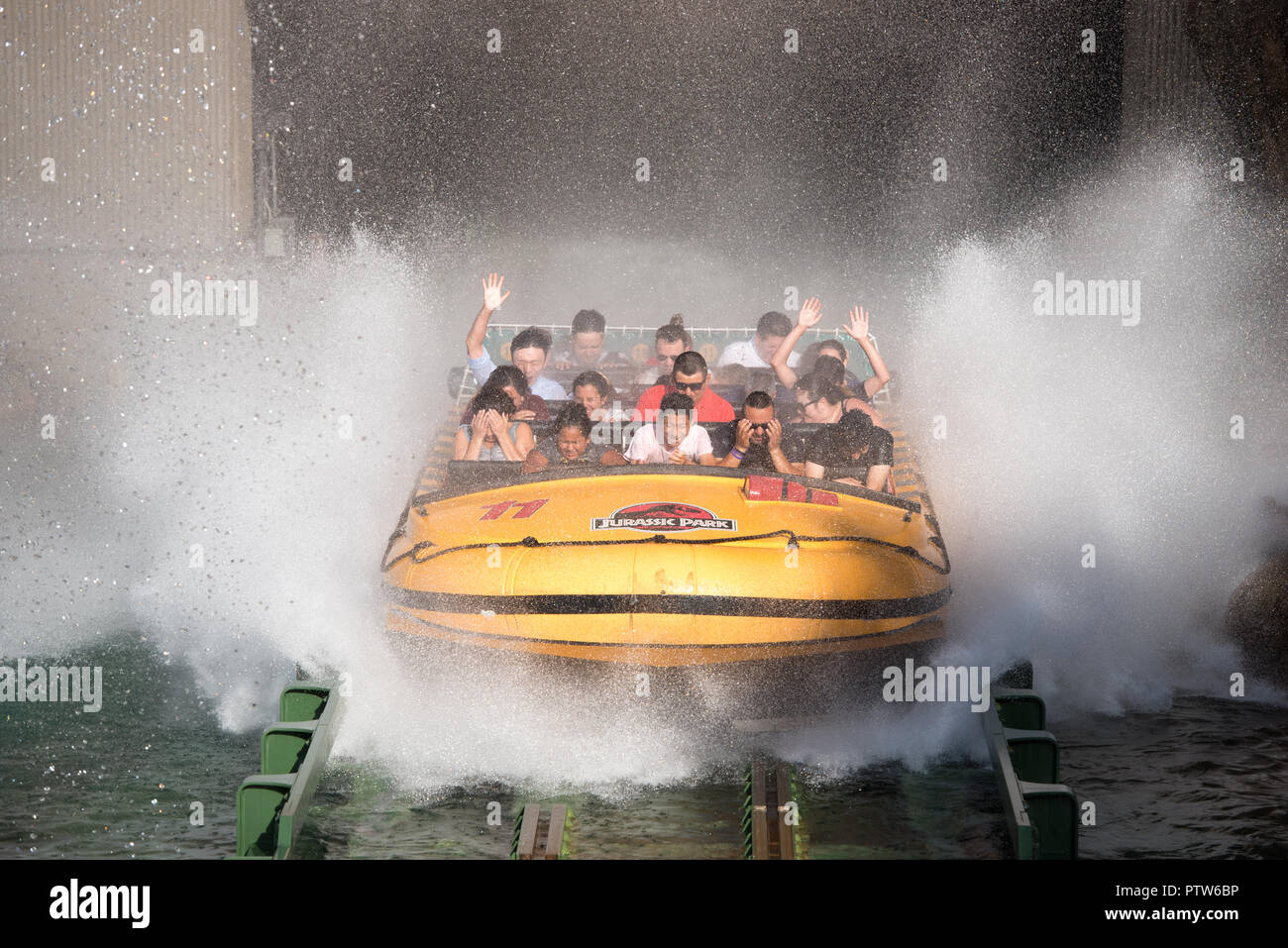 Los Angeles, California, USA -July 30, 2018: Water-based amusement ride ...